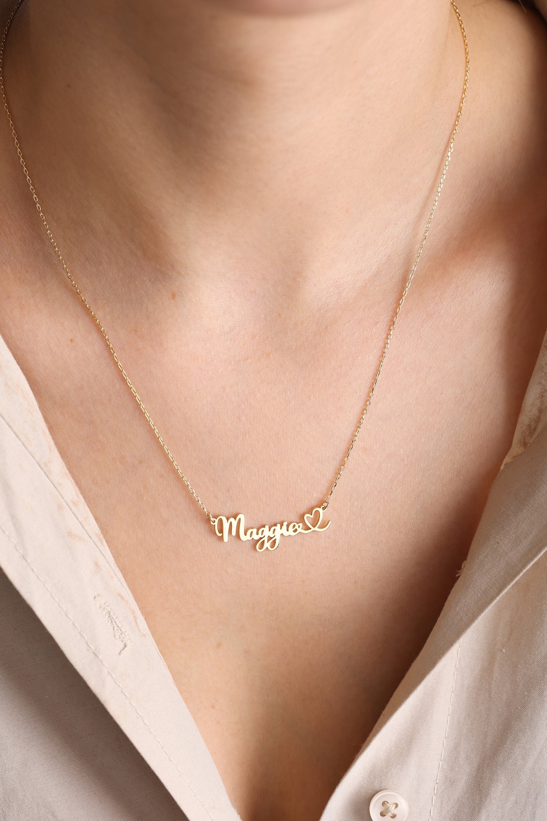 Name Necklace , Mini Name Necklace , Dainty Name Necklace ,heart Name ...