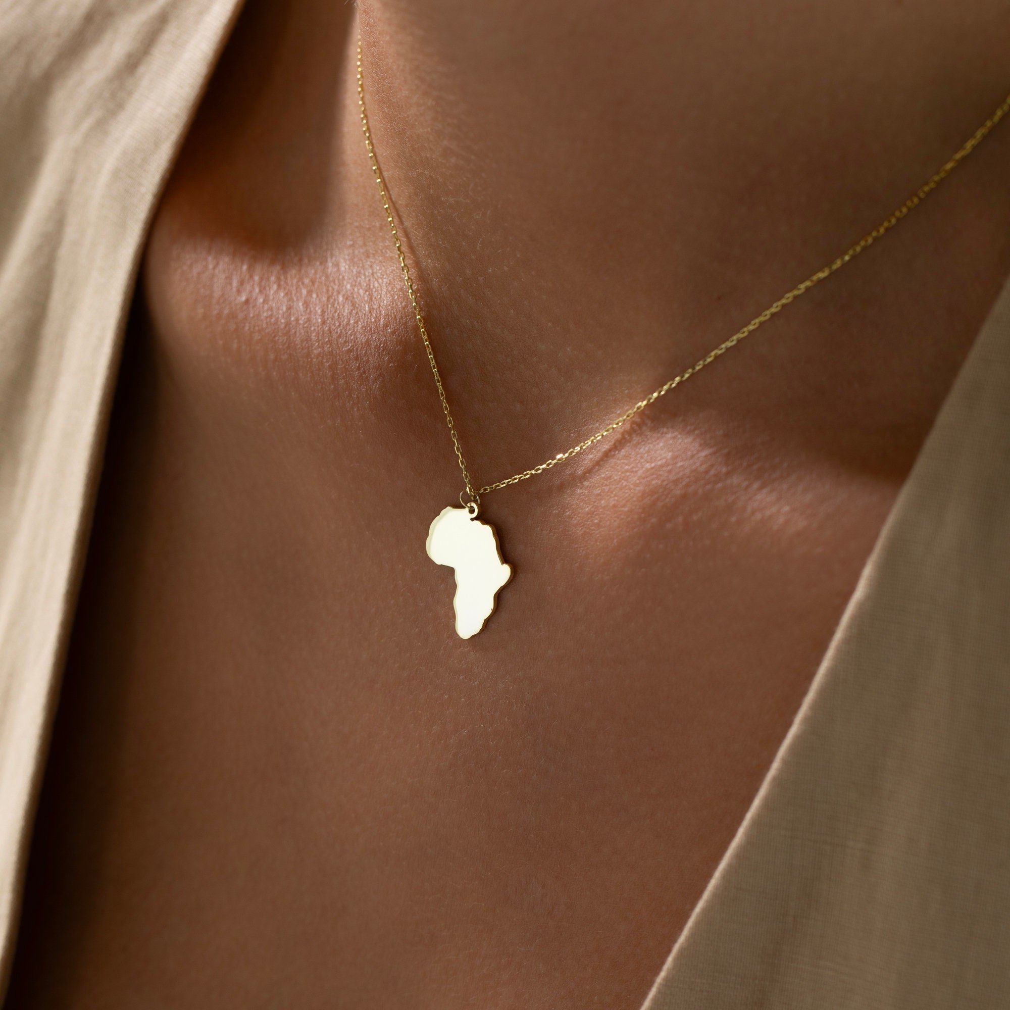 Africa Map Necklace, African , Silver Africa Map Necklace for Men and ...