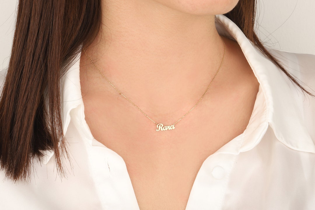 Dainty name necklace gold store