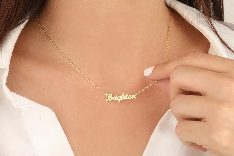 14k Solid Gold Name Necklace Name Necklace Personalized Etsy