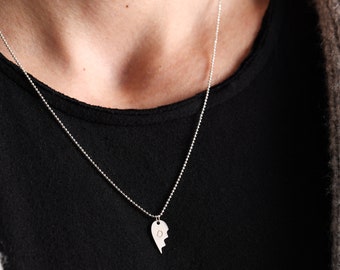Heart Piece Necklace Half Heart Necklace Valentines Day Gift Couple Gift gifts for Him mens Gift mens Necklace man Gift Etsy