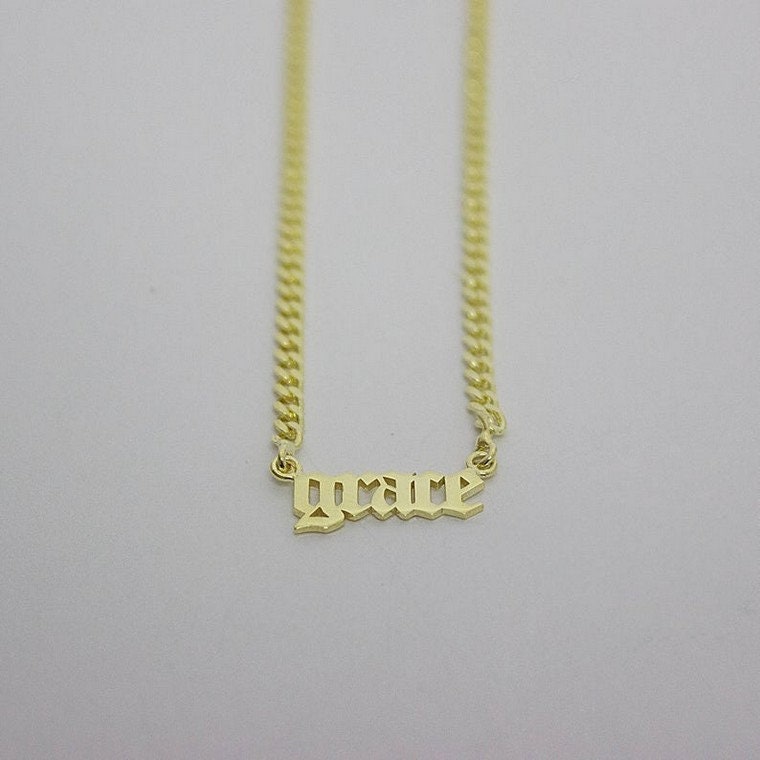 14k Solid Gold Name Necklace Gold Name Necklace Name Etsy