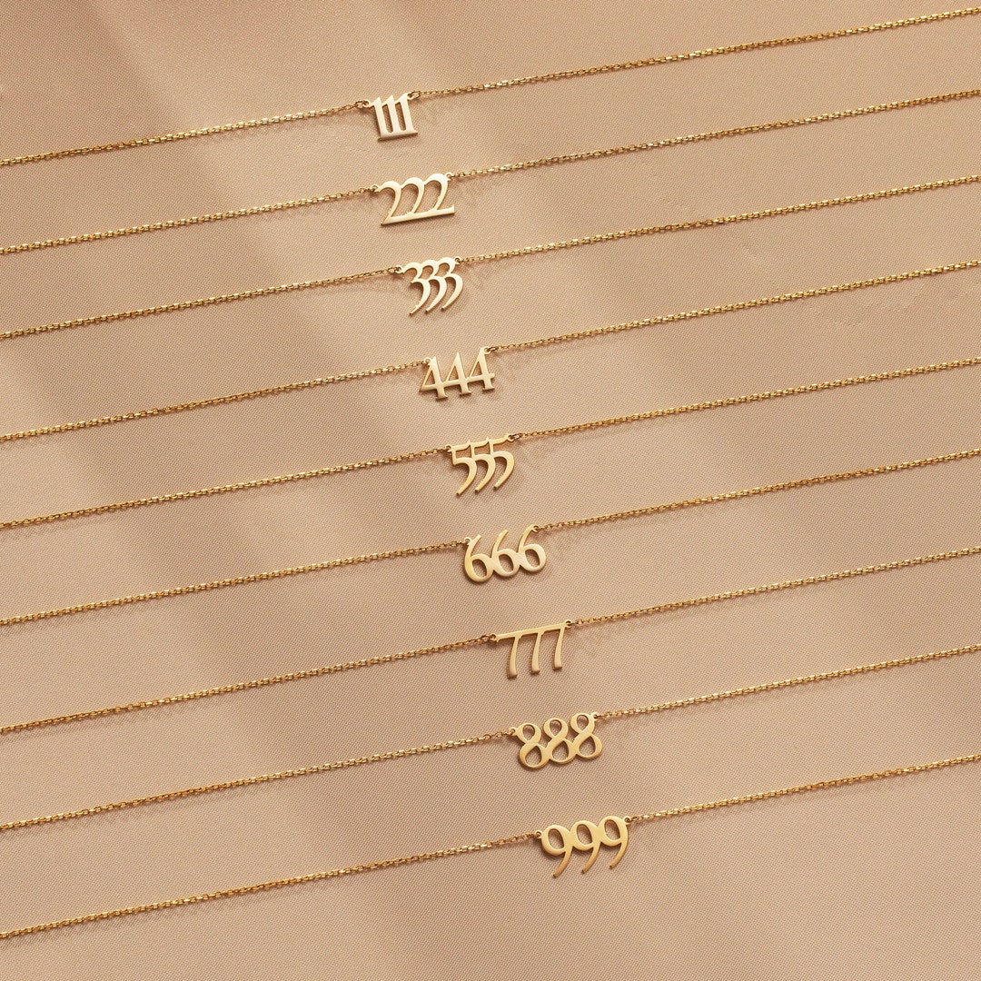 Angel Number Necklace, 111, 222, 333, 444, 555, 666, 777, 888 999 ...