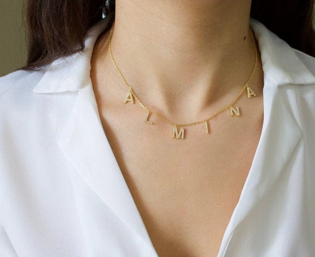 Gold Initial Necklace , Initial Name Necklace , Personalized Jewelry ...