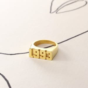 Personalized Year Ring , Custom Date Ring , Stackable Year Ring , Birth ...