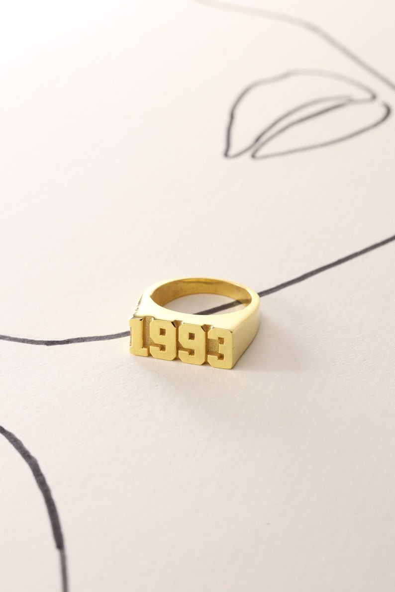 Personalized Year Ring , Custom Date Ring , Stackable Year Ring , Birth ...