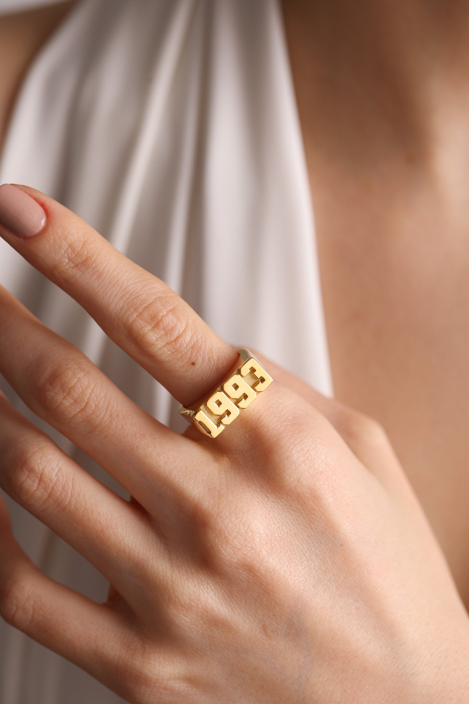 Personalized Year Ring , Custom Date Ring , Stackable Year Ring , Birth ...