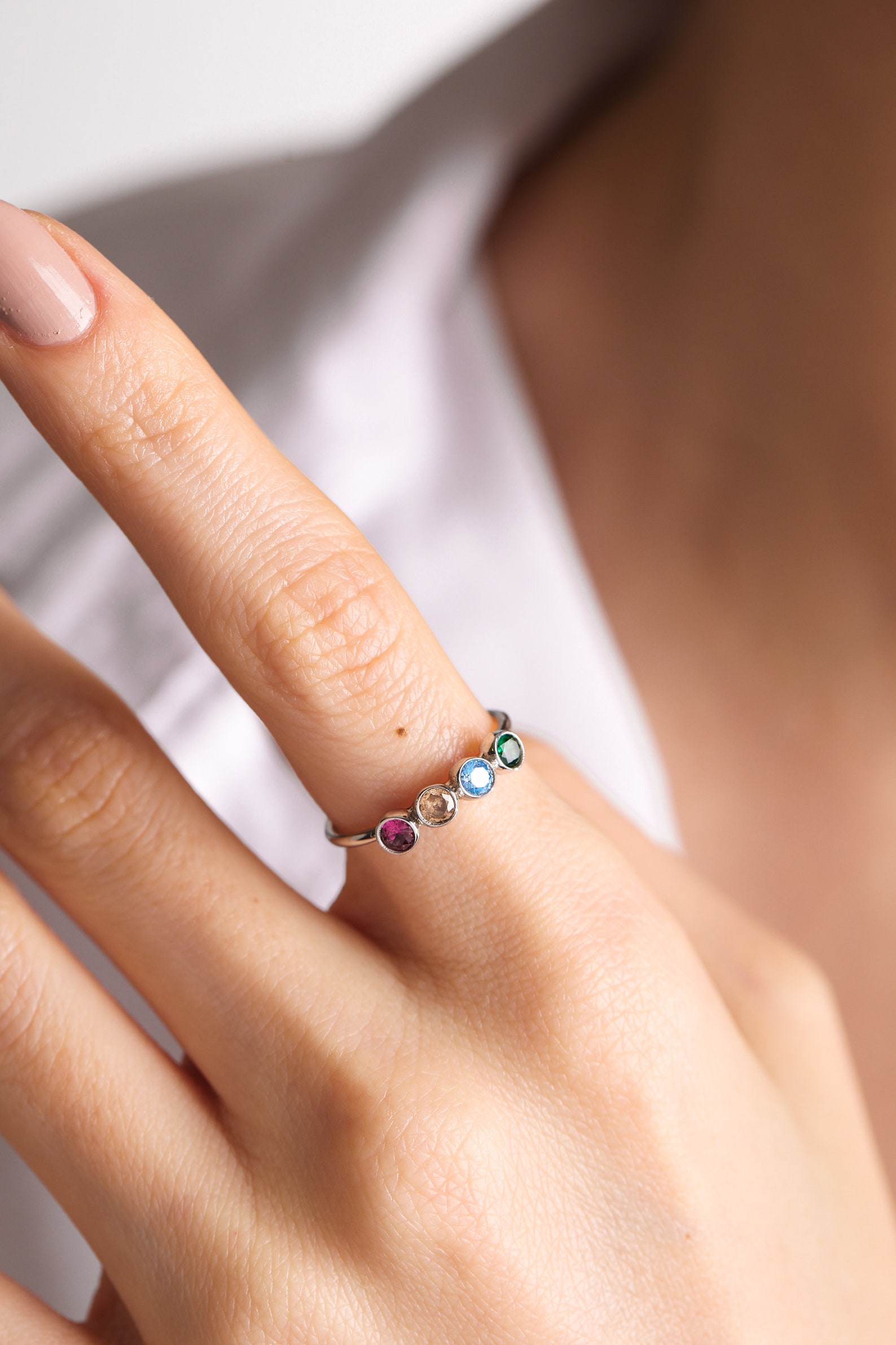 Gold Birthstone Ring Family Birthstone Ring personalized - Etsy