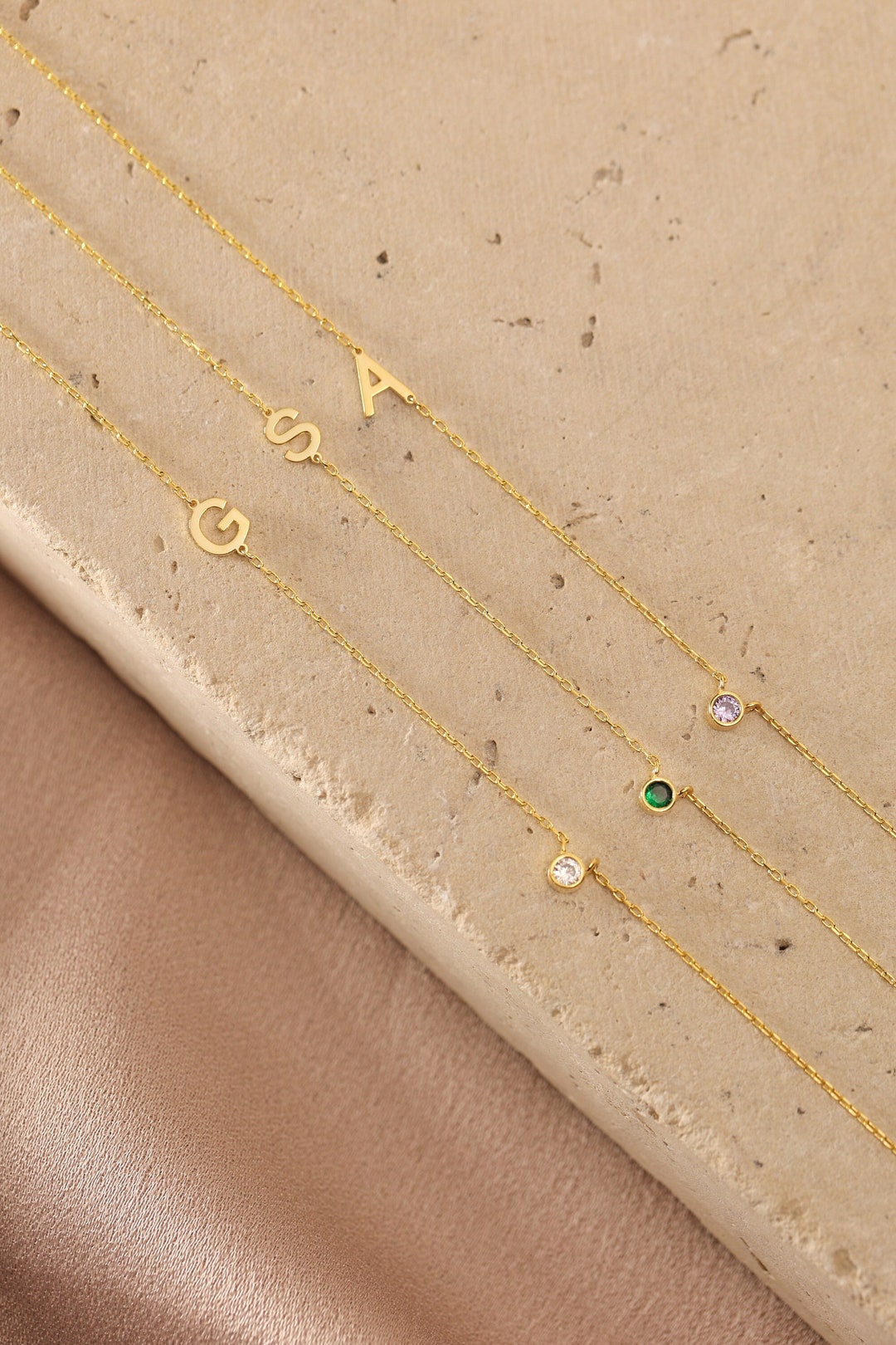 Initial Birthstone Necklace , Personalized Necklace,letter Necklace ...