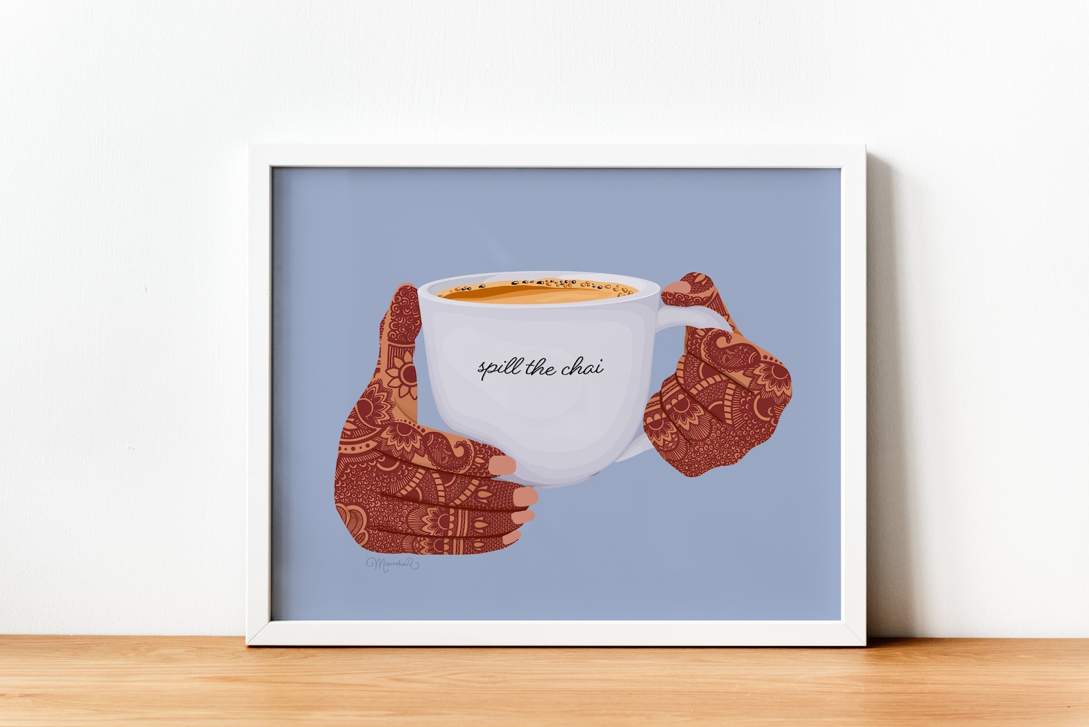 Spill the Chai Illustration Desi Art Print Chai Tea Spill - Etsy