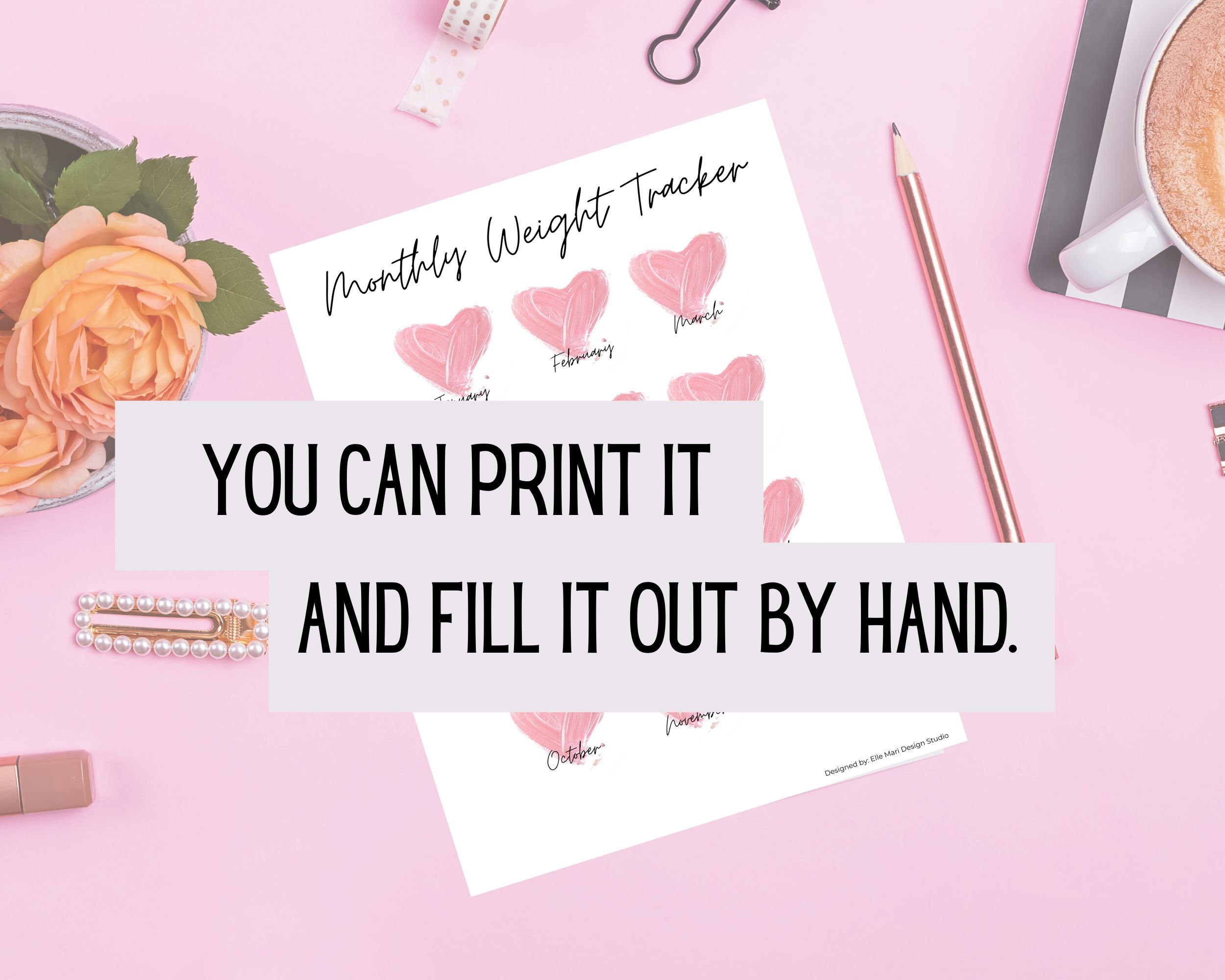 Printable Monthly Weight Loss Tracker, Digital Monthly Weight Tracker, Monthly Weigh In ...