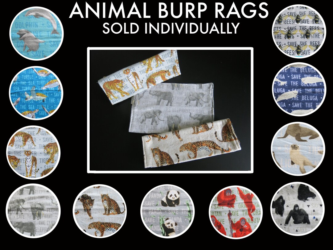 Animal Burp Rags L Animal Baby Shower L Animal Baby Gift L Animal ...