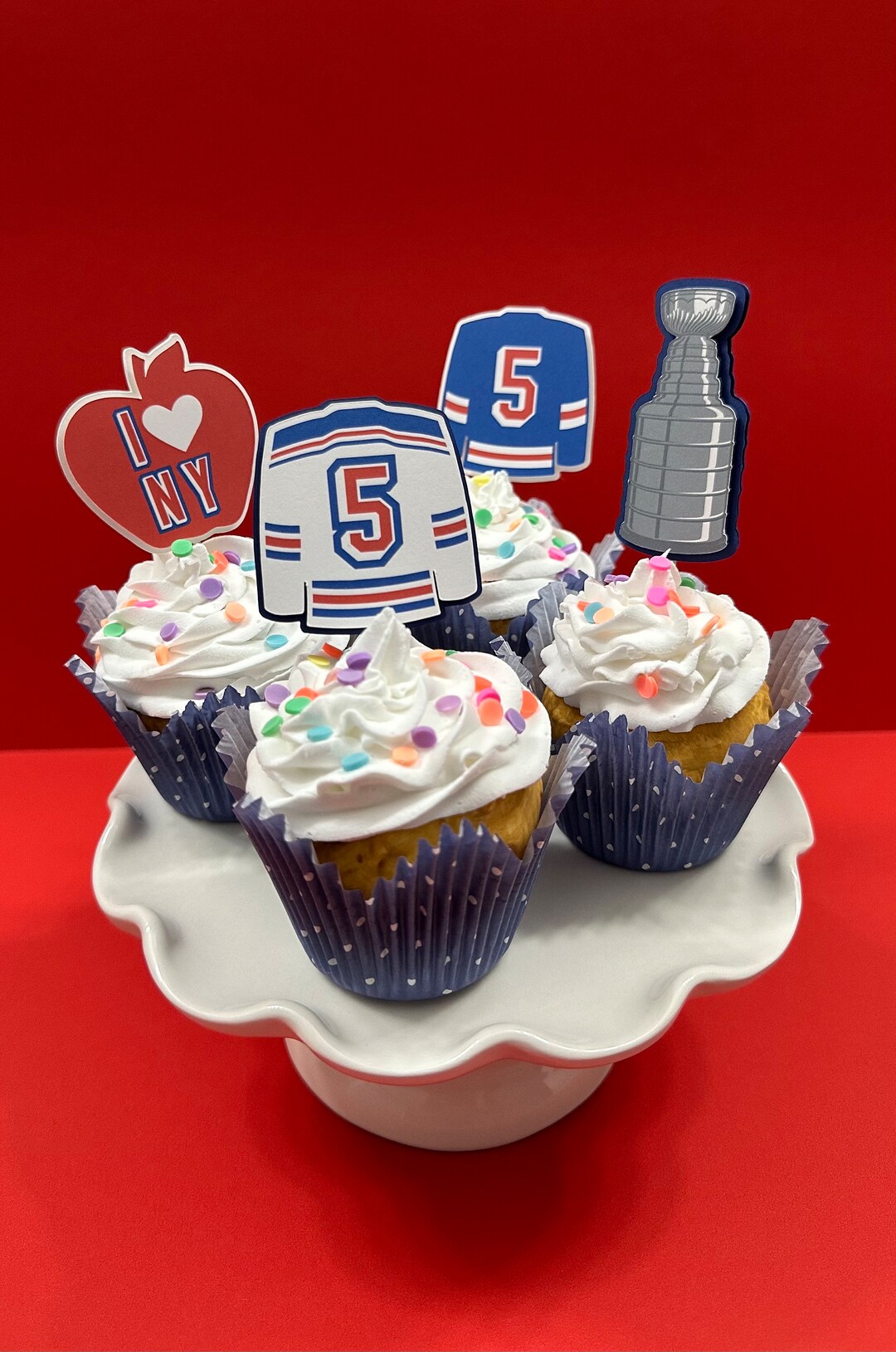 NY Rangers Birthday Cupcake Toppers, Cake Top, NHL Decorations, Rangers ...