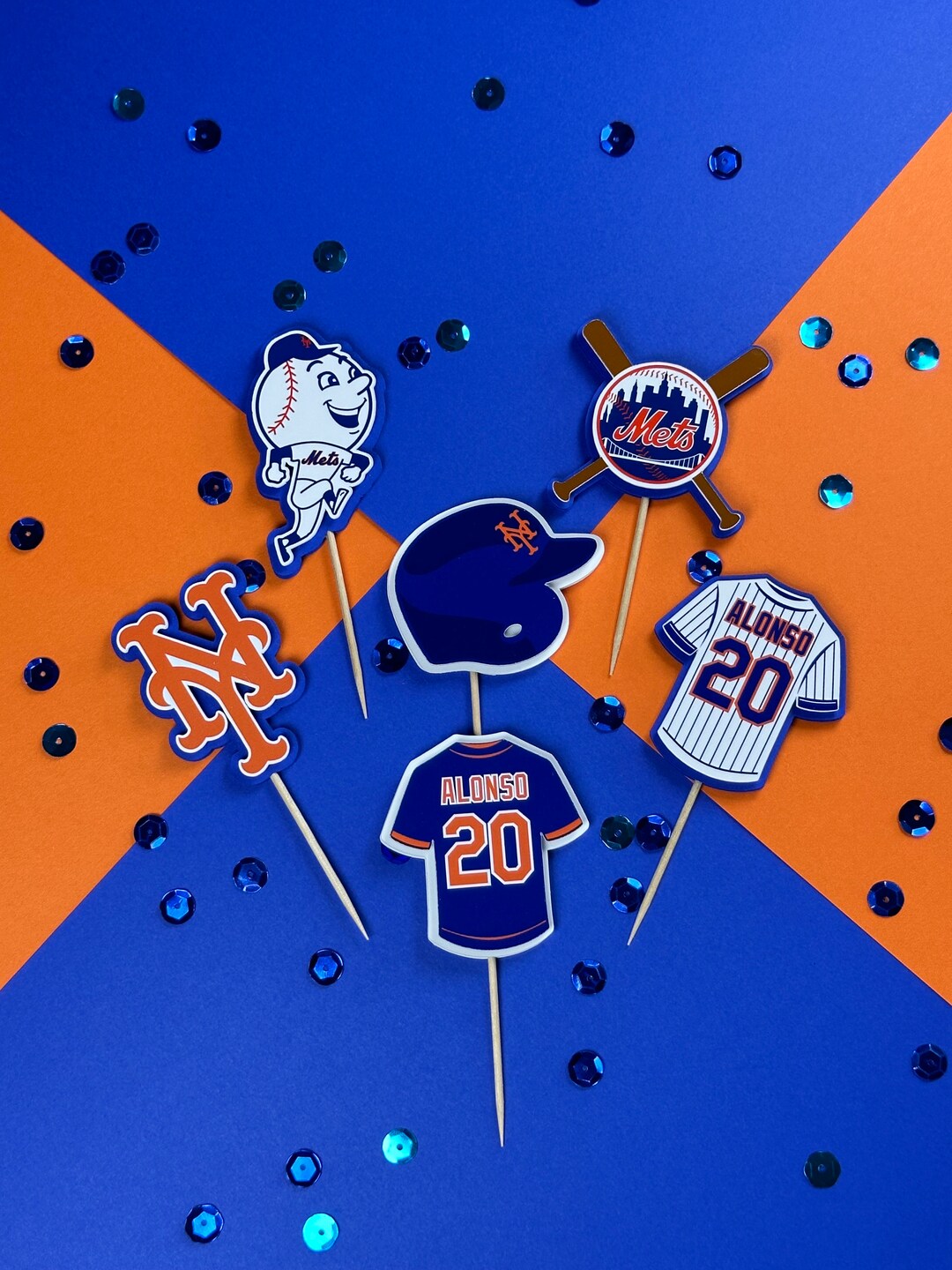 Mets Birthday Cupcake Toppers, Cake Top, MLB Decorations, NY Mets ...