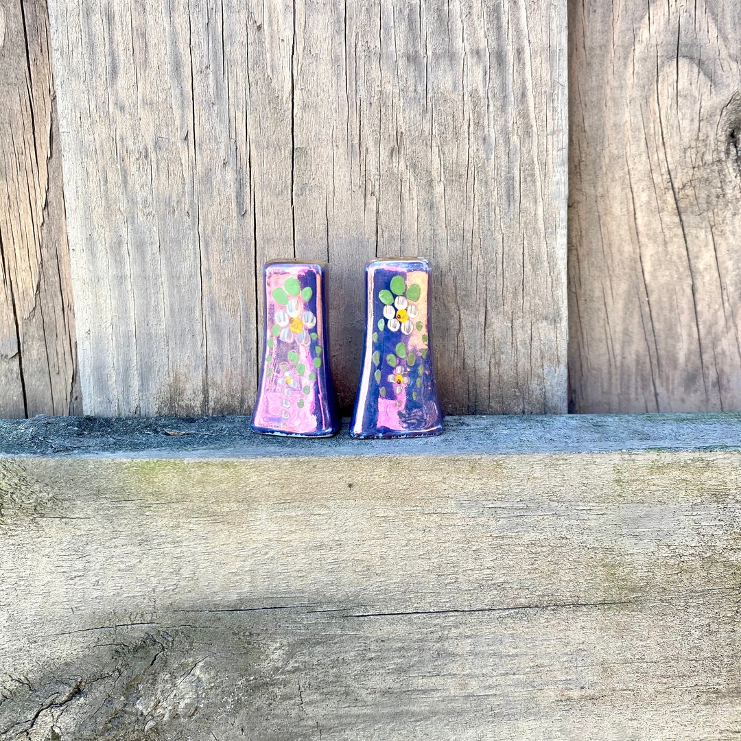 Individual Purple W/gold Floral Salt & Pepper Shakers, Vintage ...