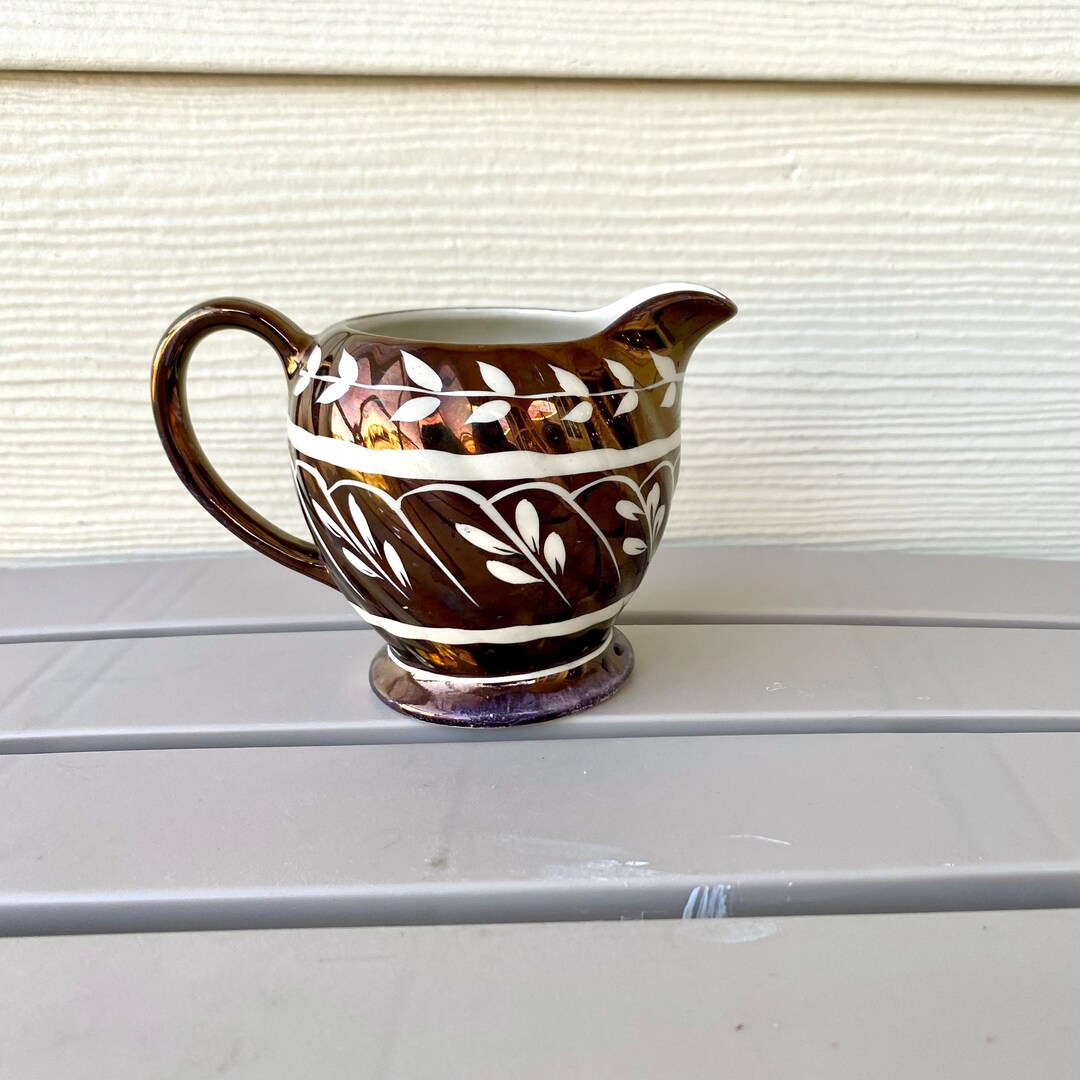 Sadler England Copper Lusterware Creamer, Vintage Ceramic Leaves Design ...