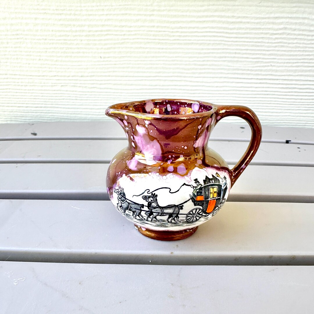 Mini Copper Lusterware Pitcher, Vintage Ceramic Old Castle England ...
