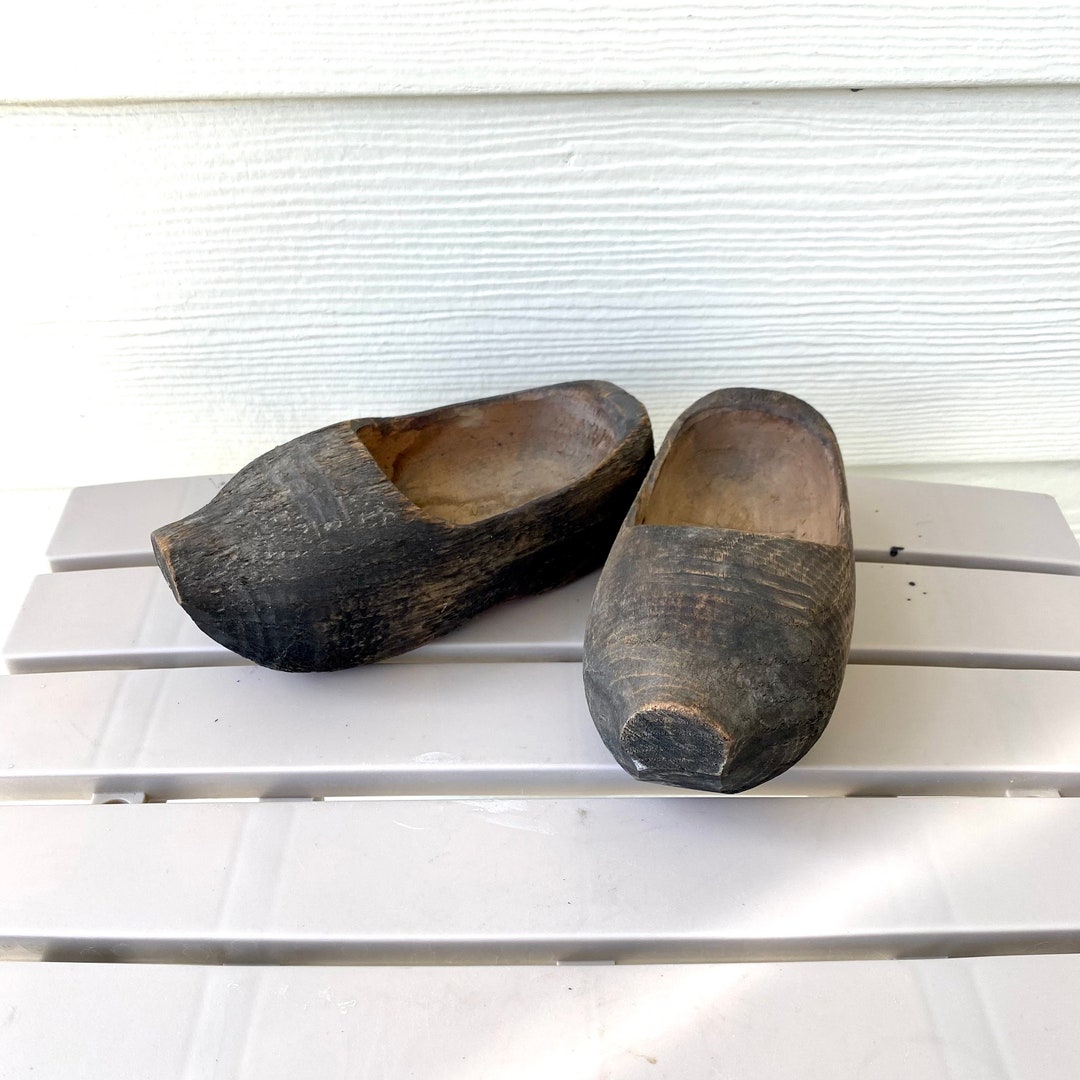 Pair of Dutch Wooden Shoes Antique Worn Black Holland Clogs - Etsy
