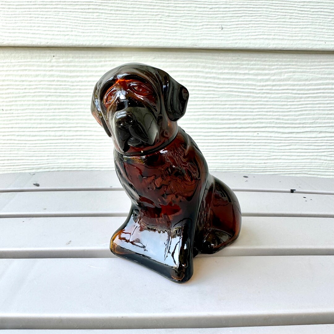 Saint Bernard Avon Perfume Bottle, Vintage Amber Glass Dog Cologne ...