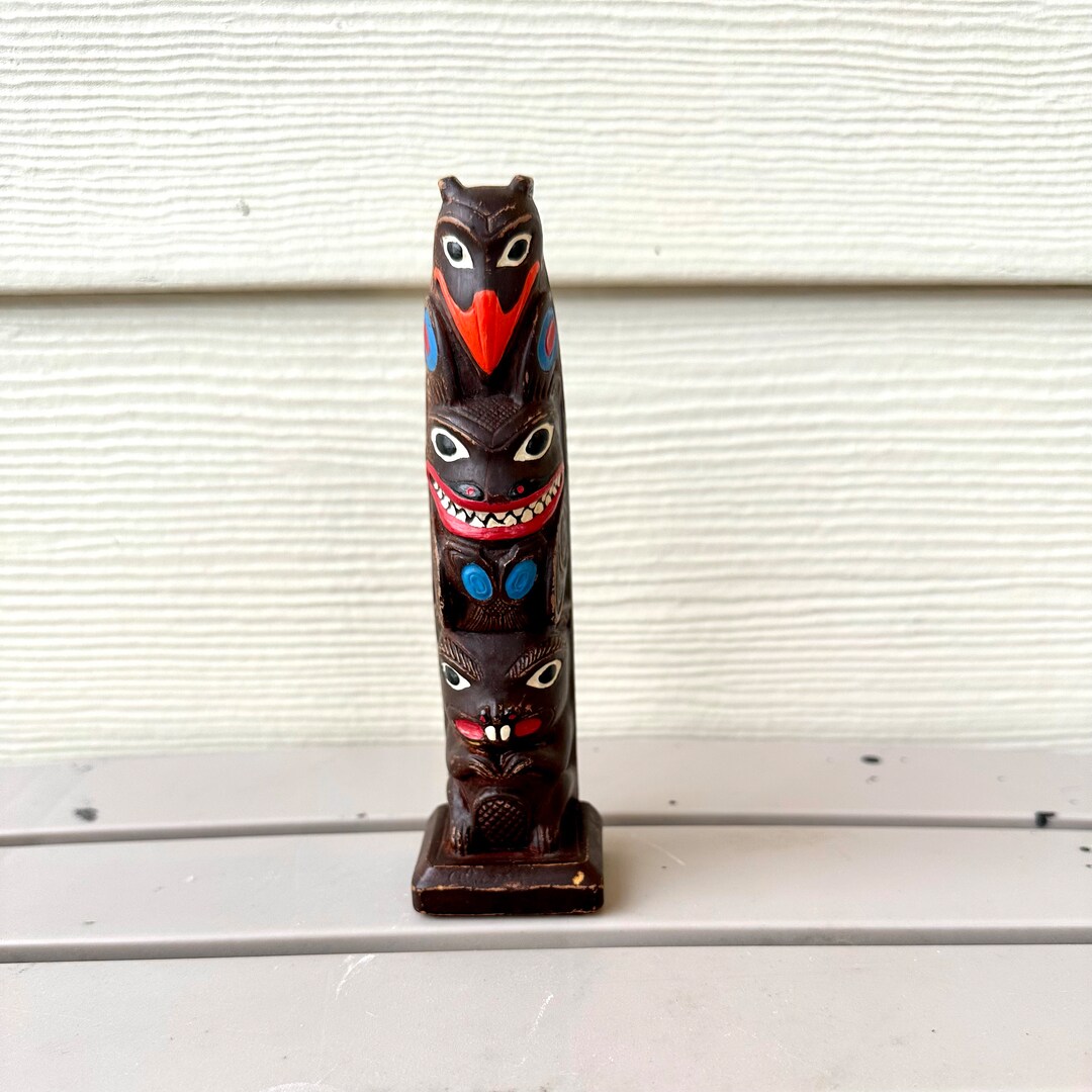 Totem Pole, Vintage Resin Souvenir Native American Alaska Three Carved ...
