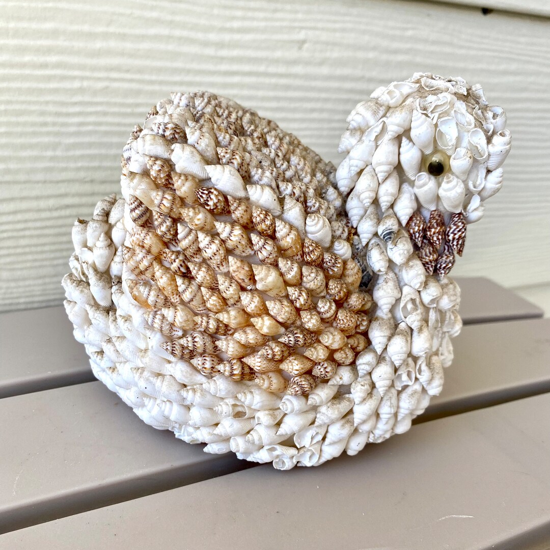 Swan Sea Shell Animal, Vintage Tiny Shell Covered Swan, Retro Kitschy ...