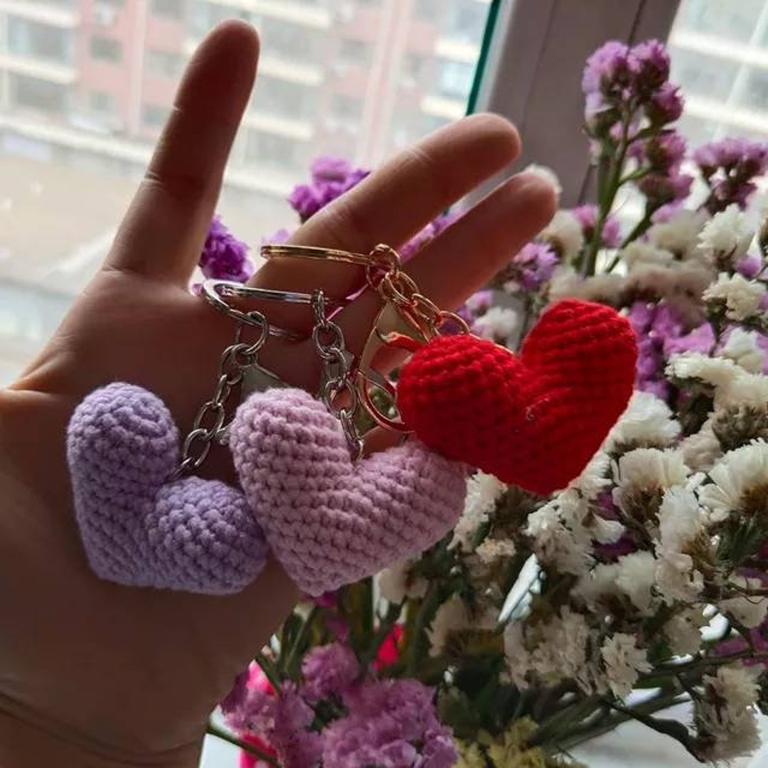 Hearts Key Chain Crochet Hearts Key Chains Key Holder Chains - Etsy