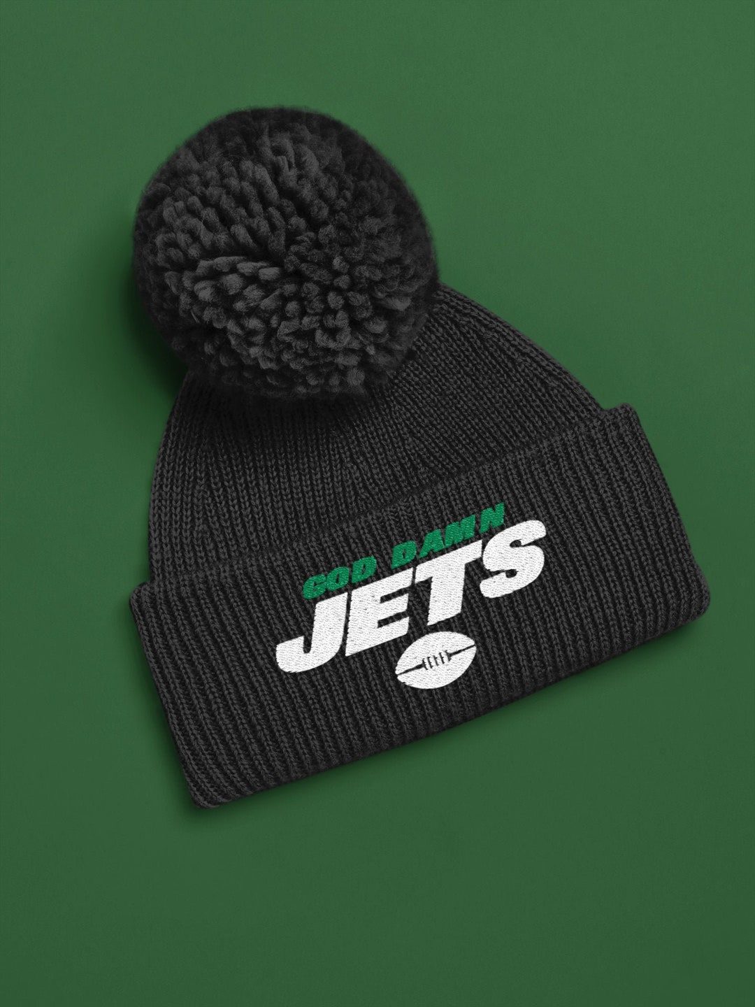 GD JETS Pom Pom Beanie New York Jets Football Beanie Jets - Etsy