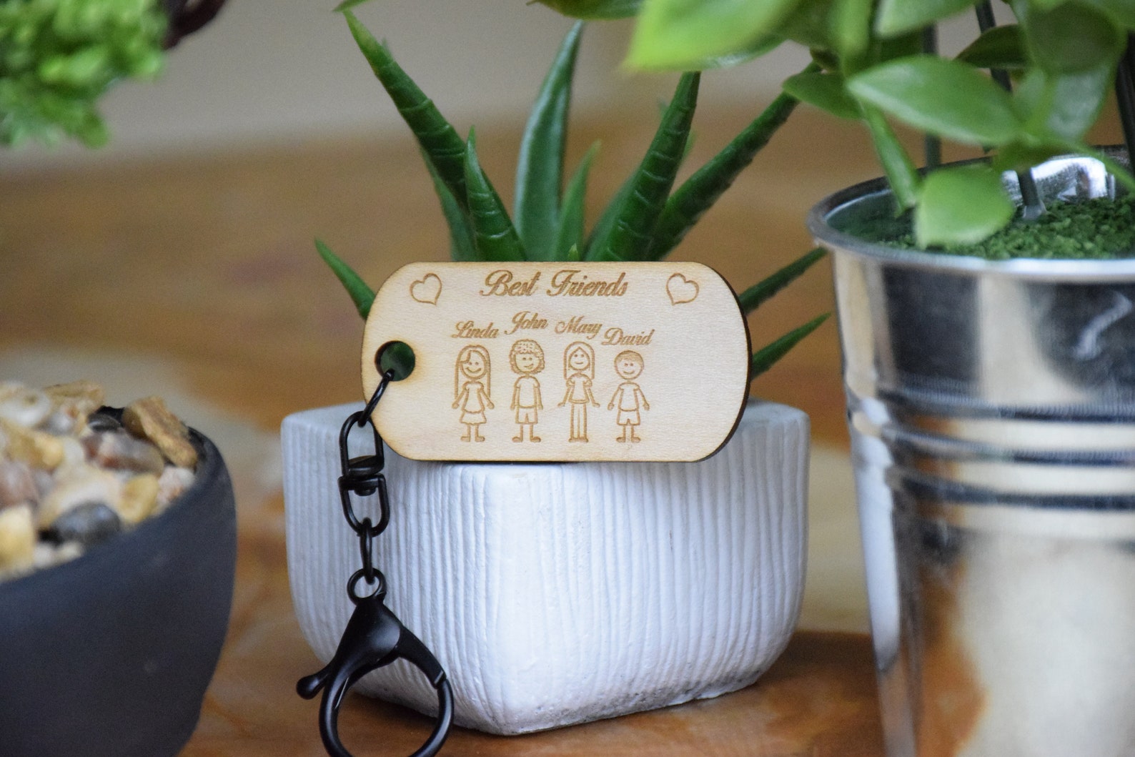 Best Friend Wooden Keychain Premium Wooden Keychain Wood - Etsy