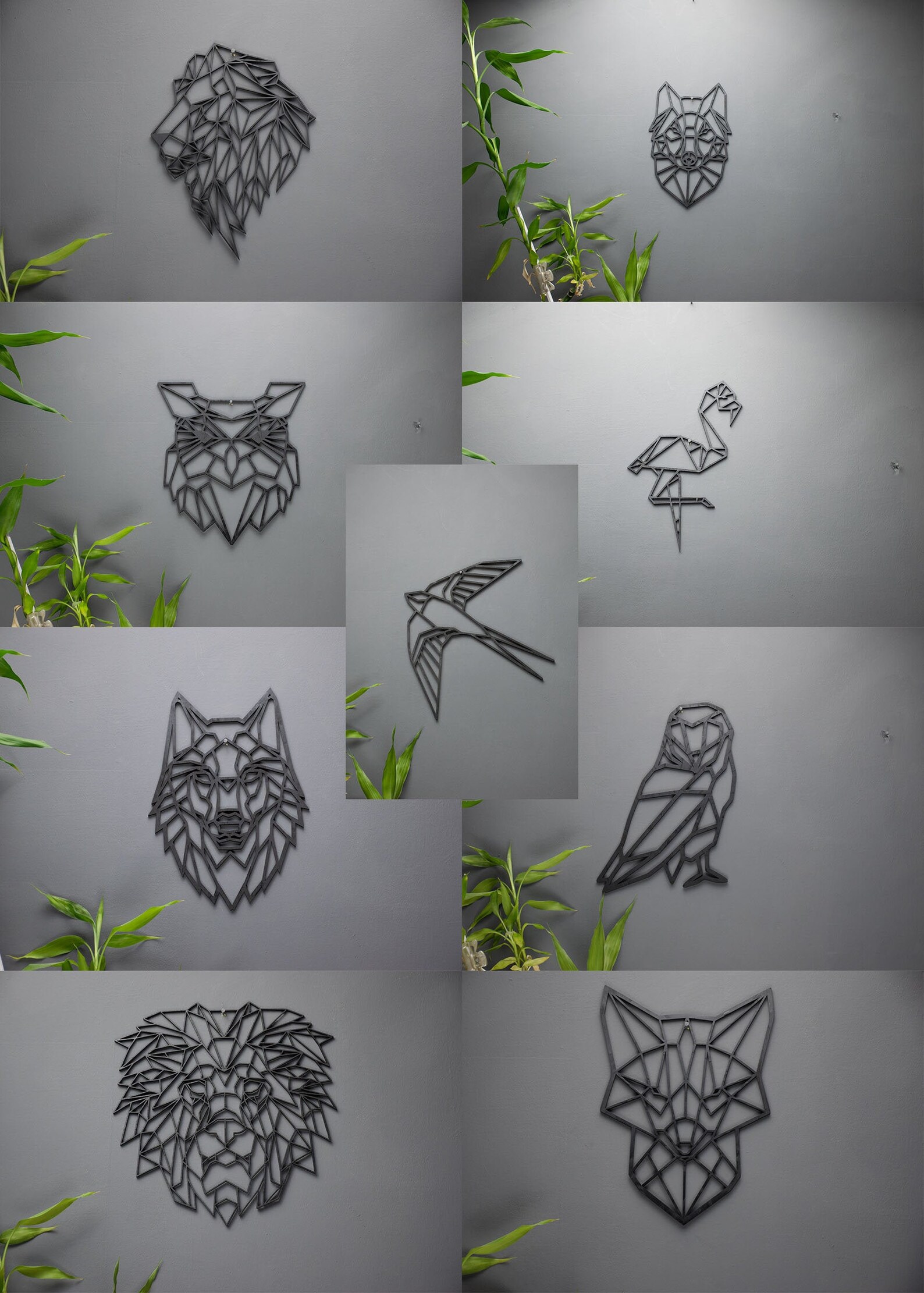 Wooden Wall Art Geometric Animal Wall Hanging Home Nursery | Etsy