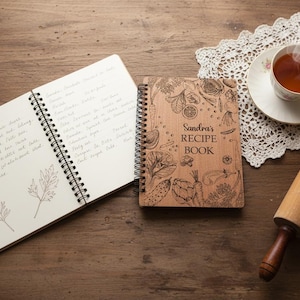 Personalized Wood Recipe Spiral Notebook Birthday Gift for Her Custom ...