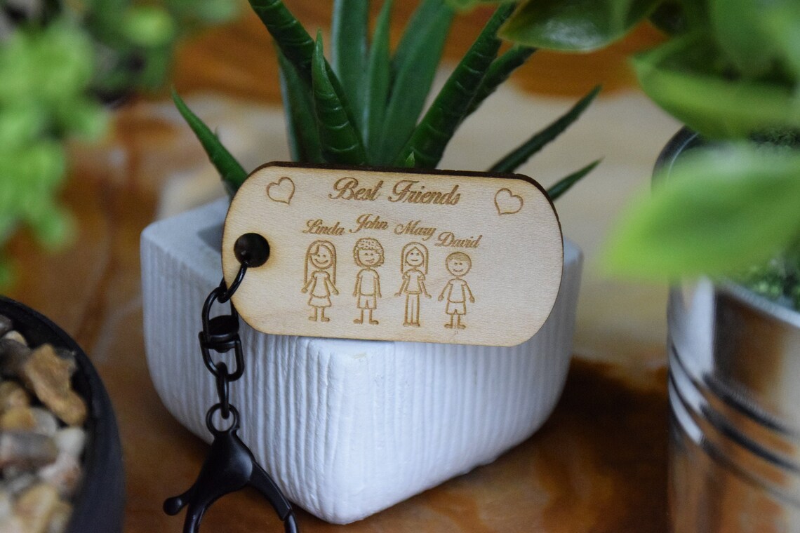 Best Friend Wooden Keychain, Premium Wooden Keychain, Wood Keychain ...