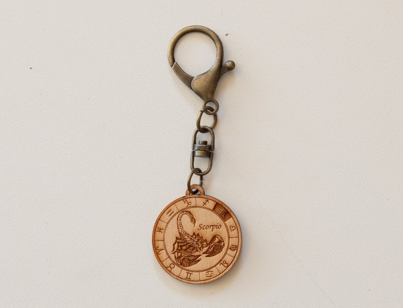 Zodiac Keychain, Premium Wooden Horoscope Keychain - Etsy