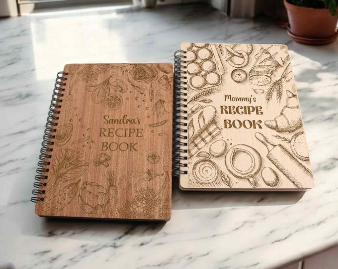 Personalized Recipe Book Blank Binder Wooden Cookbook Gifts for Mom - Etsy