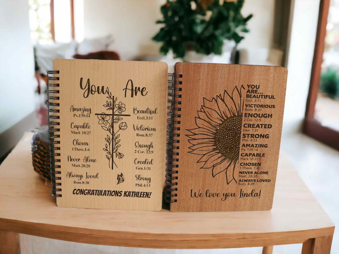 Personalized Christian Engraved Wood Notebook Religious for Women ...