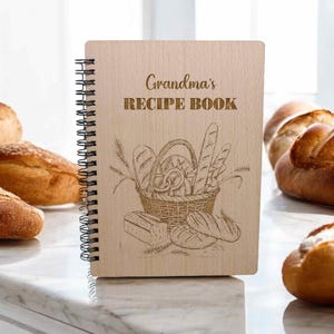 Personalized Wood Recipe Spiral Notebook Birthday Gift for Her Custom ...