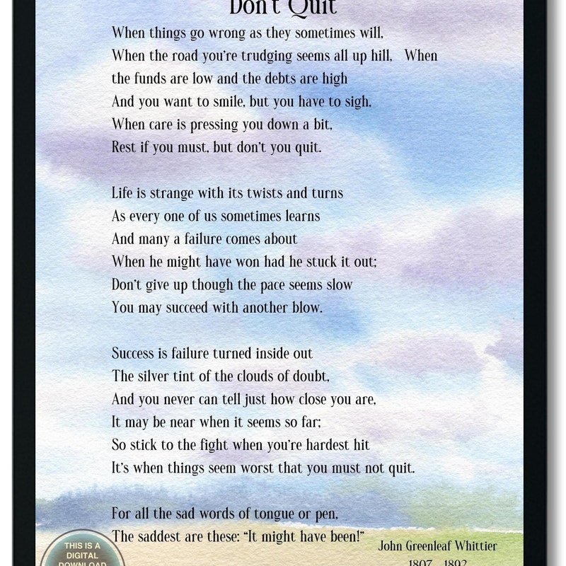 Dont Quit Poem - Etsy
