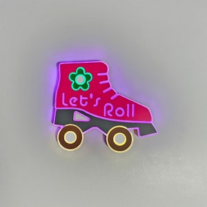 Roller Skate Lit LED Sign, Neon Like, Skate Light, Sports Art Work ...