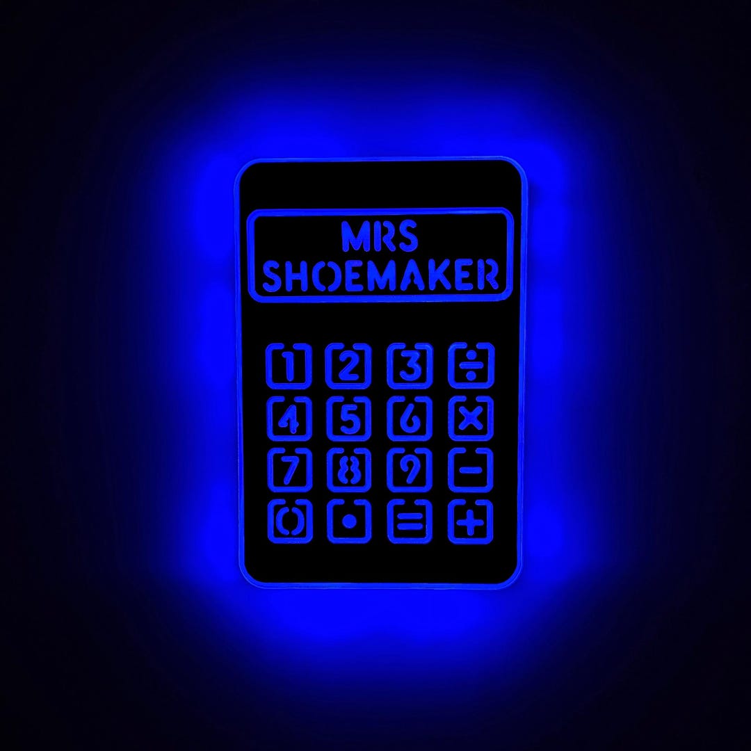 Calculator Light up Wall Sign, Neon Like, Math Teacher Light, Edge Lit ...