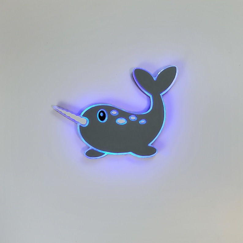 Narwhal LED Night Light: Edge Lit Narwhal Wall Decor - Etsy