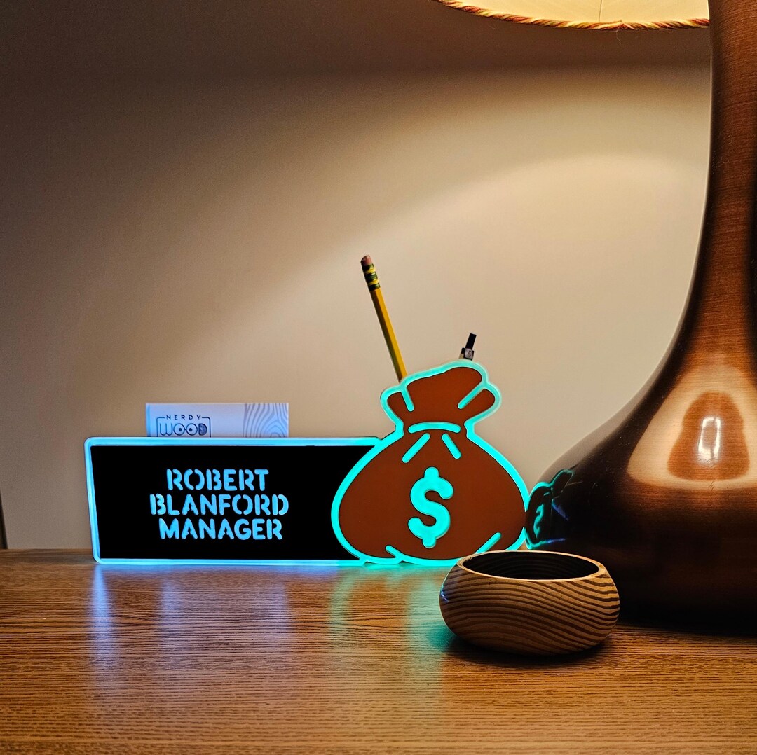 Money Bag Light up Desk Sign and Organizer , Neon Like , LED , Light ...