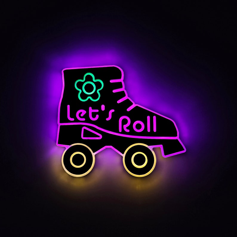 LED Roller Skate Sign: Edge-lit Sports Artwork - Etsy