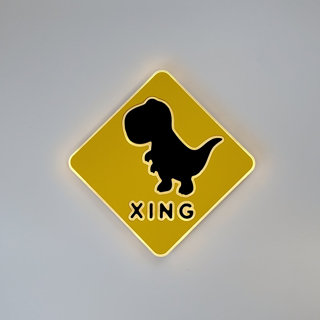 Dinosaur X-ing Light Sign, Dinosaur Neon Like, Dinosaur Night Light ...
