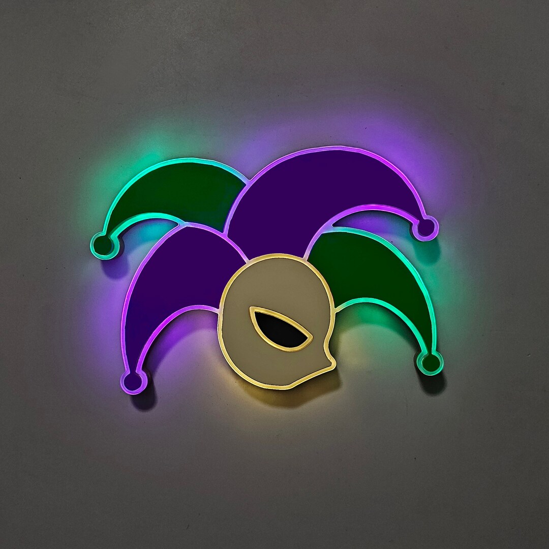 Jester Wall Sign, Neon Like, Jester Night Light, Edge Lit LED, Joker ...