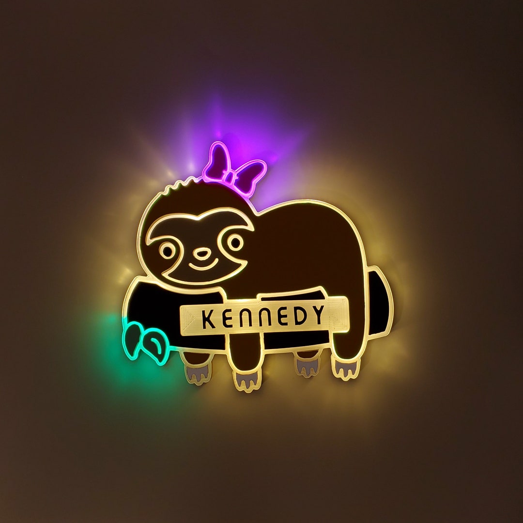 Sloth Name Sign Personalized Edge Lit LED, Neon Like , LED , Light-up ...