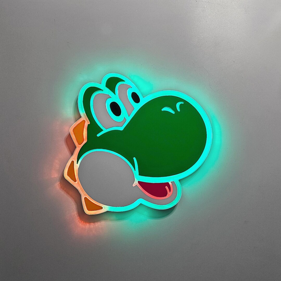 Yoshi Sign , Neon Like , Yoshi Light Art , Wall Decor, Yoshi Colored ...
