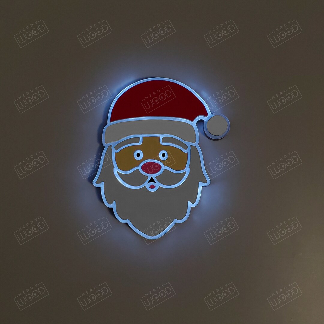 Christmas Santa Sign , Neon Like, Santa Light, Nerdywood, Edge Lit LED ...