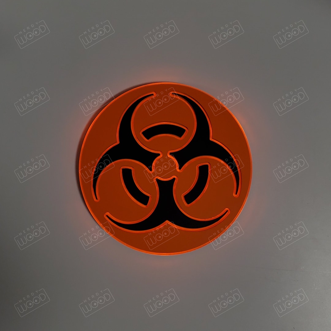 Bio Hazard Symbol Warning Edge Lit LED Sign , Neon Like , Arcade Light ...