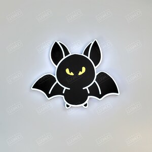 Halloween Black Bat Sign , Neon Like , Bat Night Light, Edge Lit LED ...