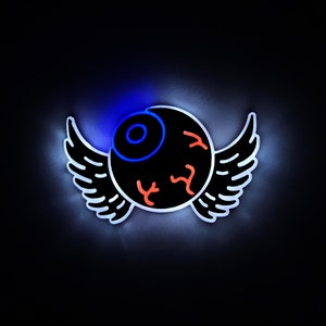 Winged Eyeball Sign, Neon Like, Winged Eye Ball Night Light, Edge Lit ...