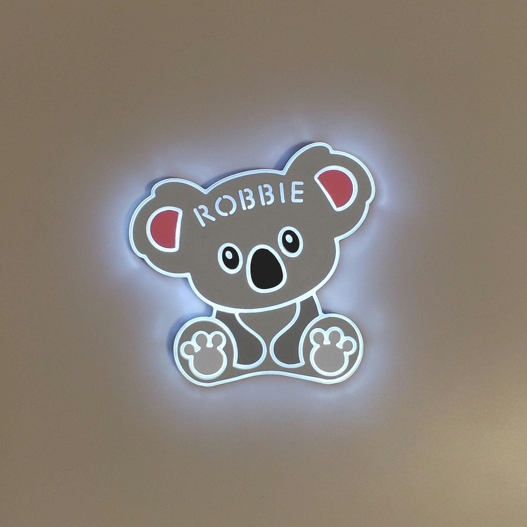 Luz nocturna LED de koala: decoración de pared con iluminación de borde ...
